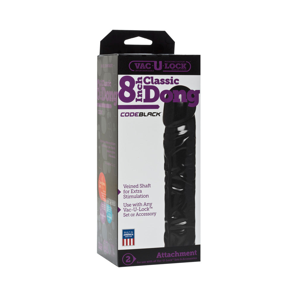 Vac-U-Lock 8in Classic Dong CODEBLACK — Nalpac