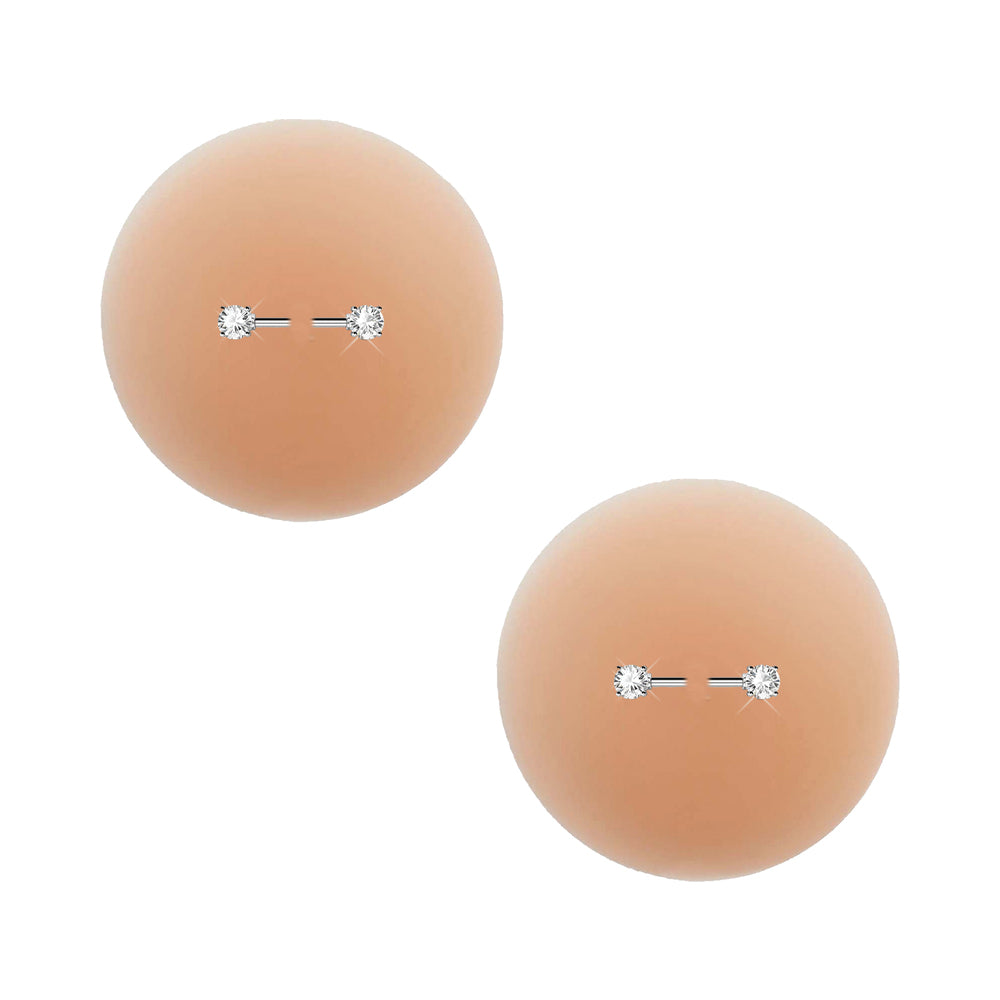 Neva Nude Peek-A-Boo Piercing Bling Reusable Silicone Nipple Pasties ...