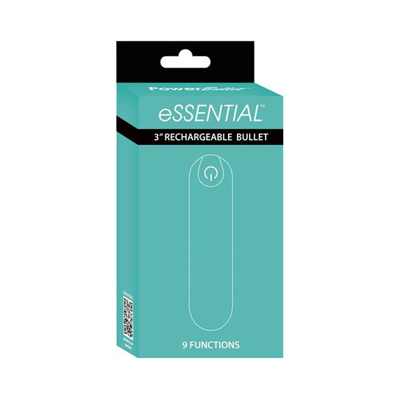 Powerbullet eSSENTIAL Rechargeable 3 in. Bullet Vibrator Teal — Nalpac