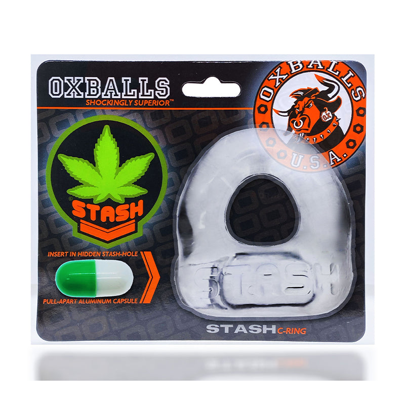 Oxballs Stash Cockring with Aluminum Capsule Insert Clear — Nalpac