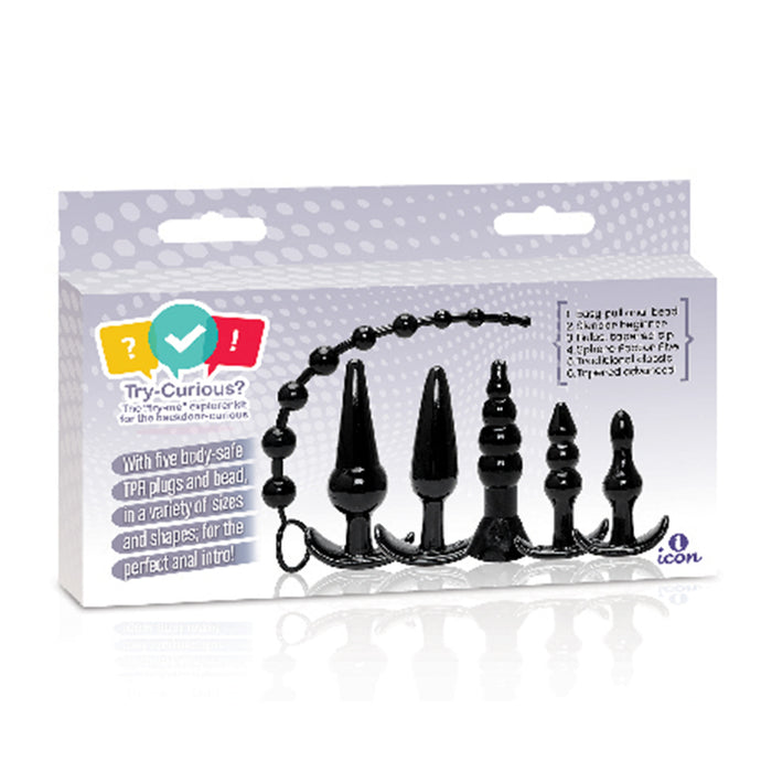 Try-Curious Anal Plug Kit Black — Nalpac