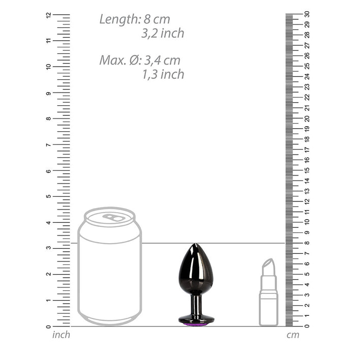 Ouch! Heart Gem Butt Plug Medium Gunmetal/Amethyst — Nalpac